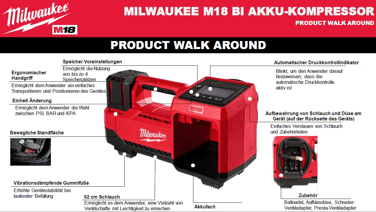 Milwaukee Akku Kompressor M18 BI-0 Nr. 4933478706 - Sologerät